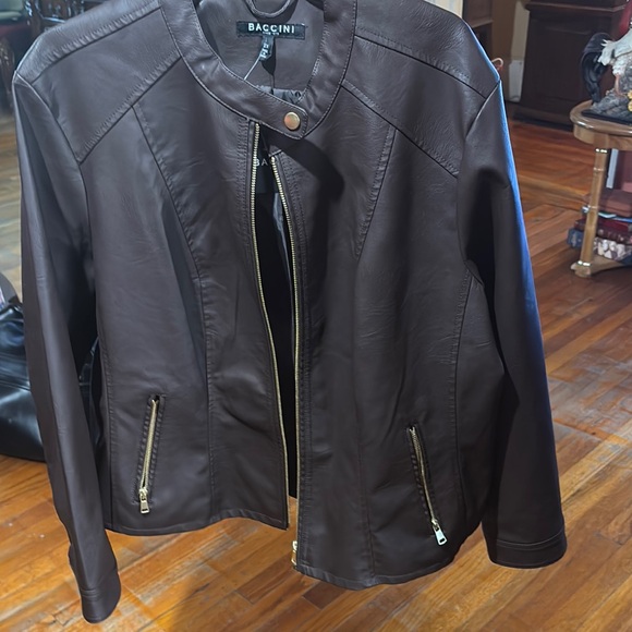 Baccini | Jackets & Coats | Baccini Brown Leather Jacket Classic Style ...